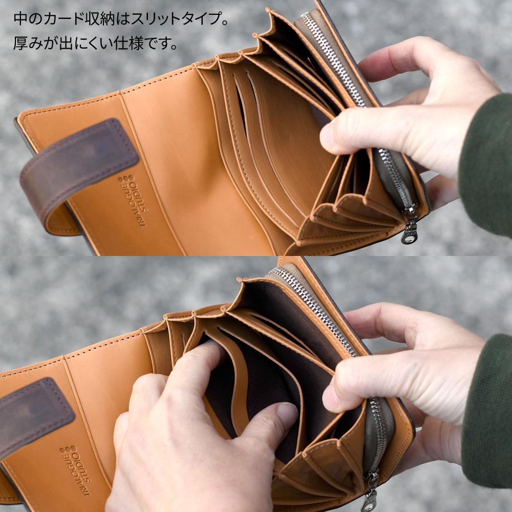 二つ折り財布 じゃばら カード たくさん 入る 日本製 オイルレザー TRIALOGUE STUDIO 本革 財布 カード入れ 多い トライアローグ ストゥディオ 送料無料 : おさいふやさん ...