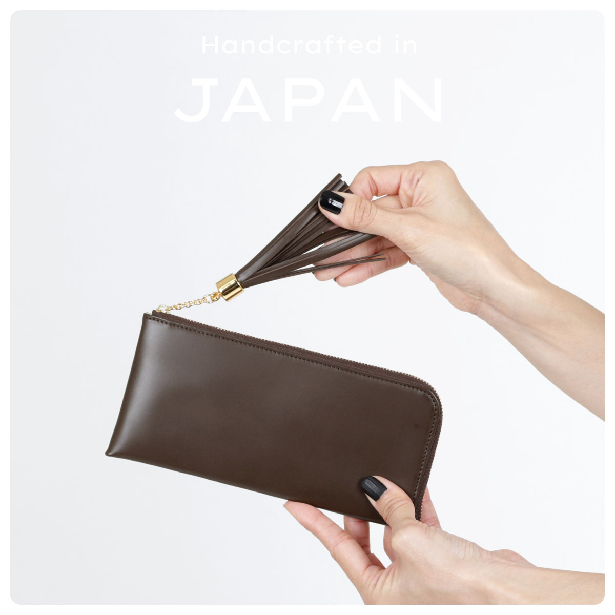 タッセルウォレット スムースレザー NAVY 日本製 長財布 L字ファスナー