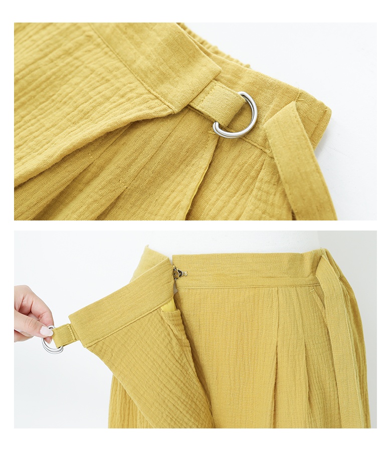 osharewalker ワイドパンツ ロング レディース ボトムス ラップパンツ ダブルガーゼ コットン100％ 裏地付き 薄手 ナチュラル 着回し 40代 50代 春 夏「メール便不可 ...