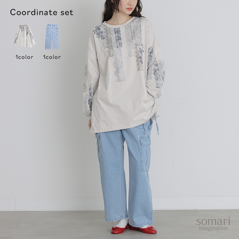 osharewalker 「送料無料」2点コーデセット 2025 レディース ロンT 長袖 レースプリント カットソー パンツ デニム ジーンズ「メール便不可」「40」 : オシャレウォーカー ...