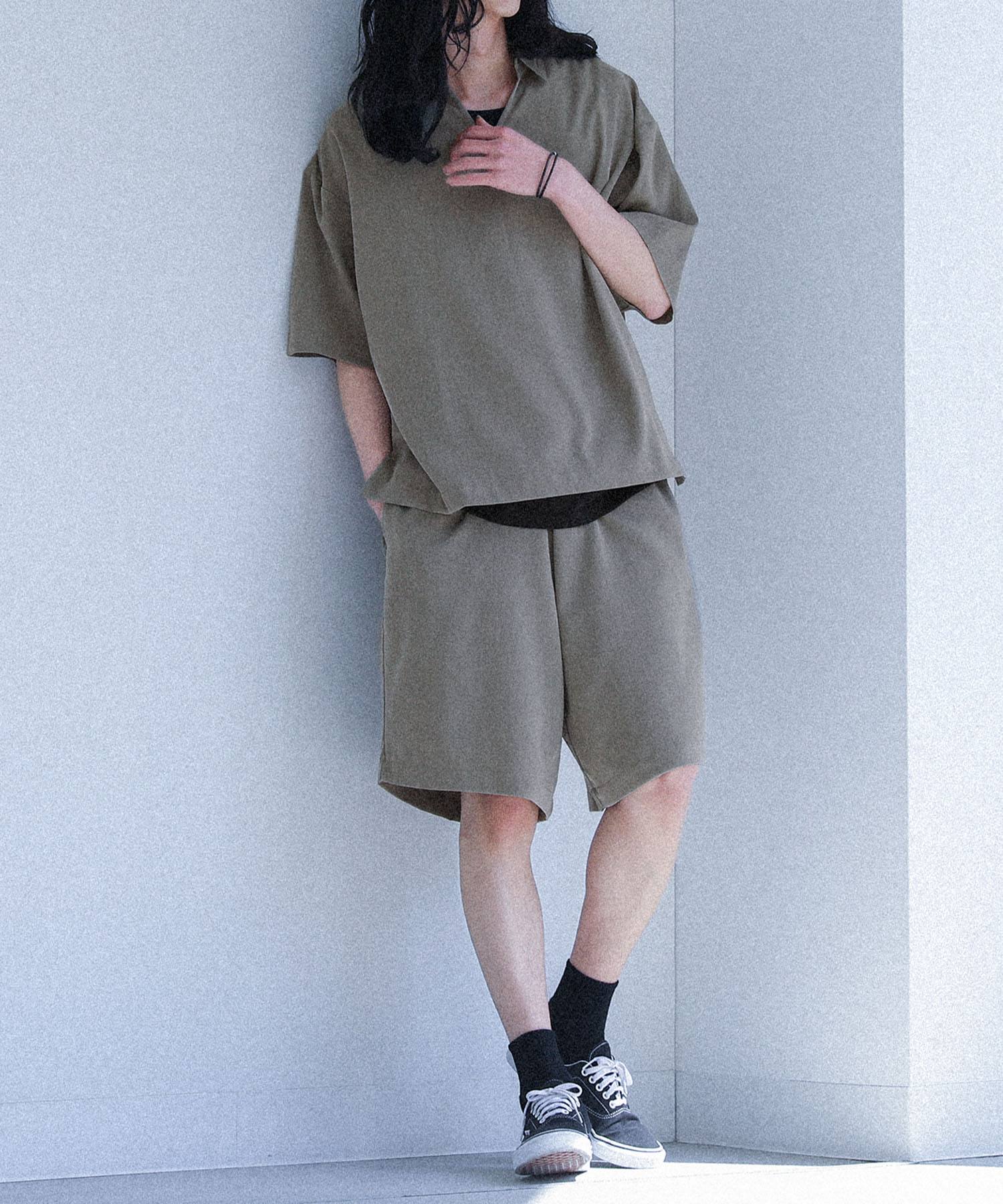 osharewalker セットアップ メンズ トップス ボトムス シャツ 半袖 スキッパー プルオーバー ハーフパンツ ショーツ イージー 上下セット 50代 春 夏「メール便不可」「30 ...