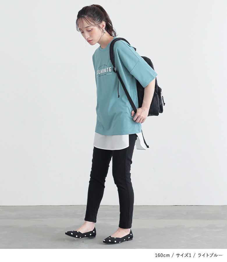 osharewalker Tシャツ レディース トップス カットソー 半袖 接触冷感 ロゴ プリント クルーネック 配色 ひんやり 涼感 涼しい お尻が隠れる 夏 「メール便可」「5 ...