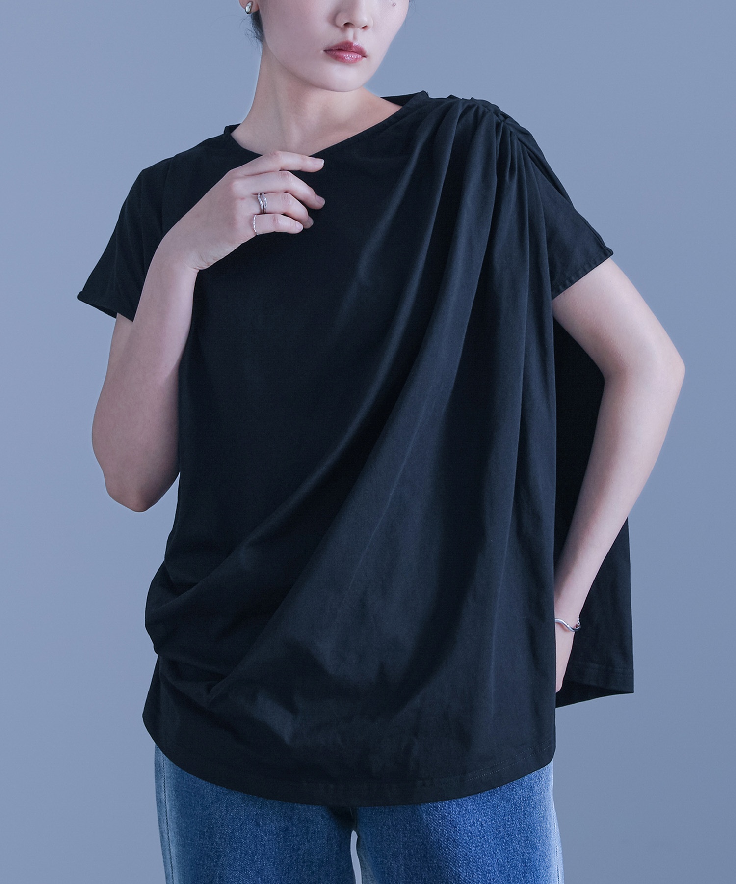 osharewalker カットソー レディース トップス 半袖 フレンチスリーブ Tシャツ 綿100％ ドレープ レイヤード 重ね着 50代 白 春 夏※メール便可※【10】 : オシャレ ...