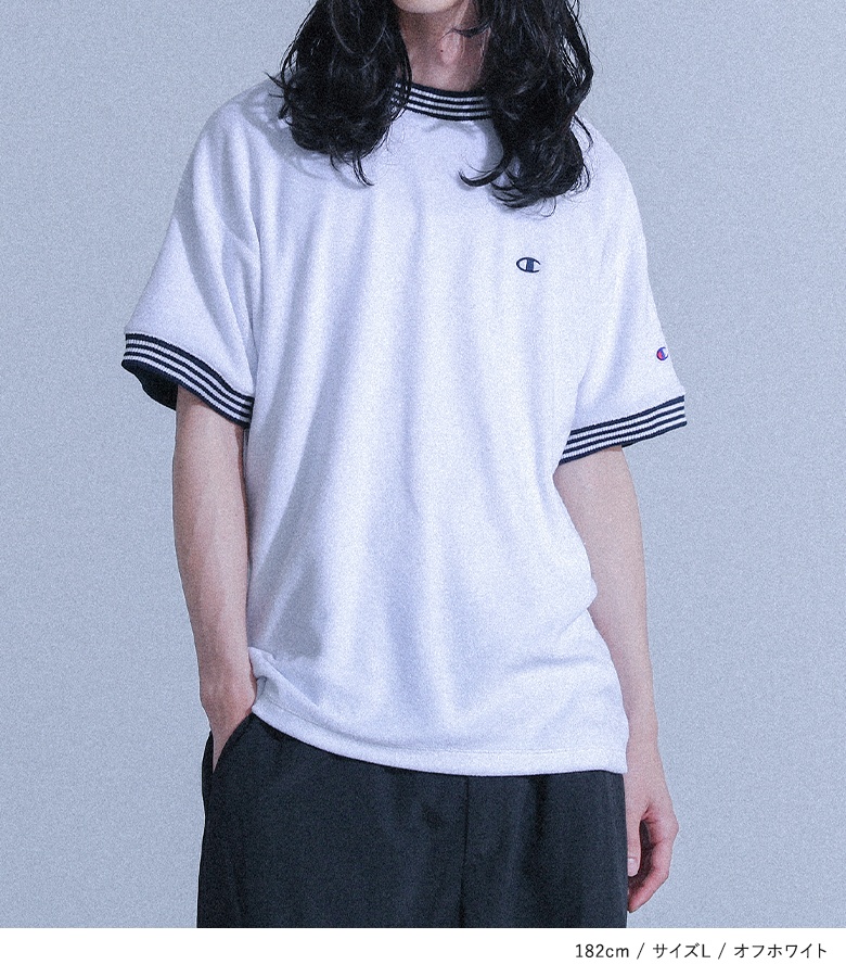 osharewalker Tシャツ メンズ トップス 半袖 五分袖 パイル生地 コットン混 セットアップ対応 配色リブ カジュアル シンプル ストリート 春 夏「メール便不可」「30 ...