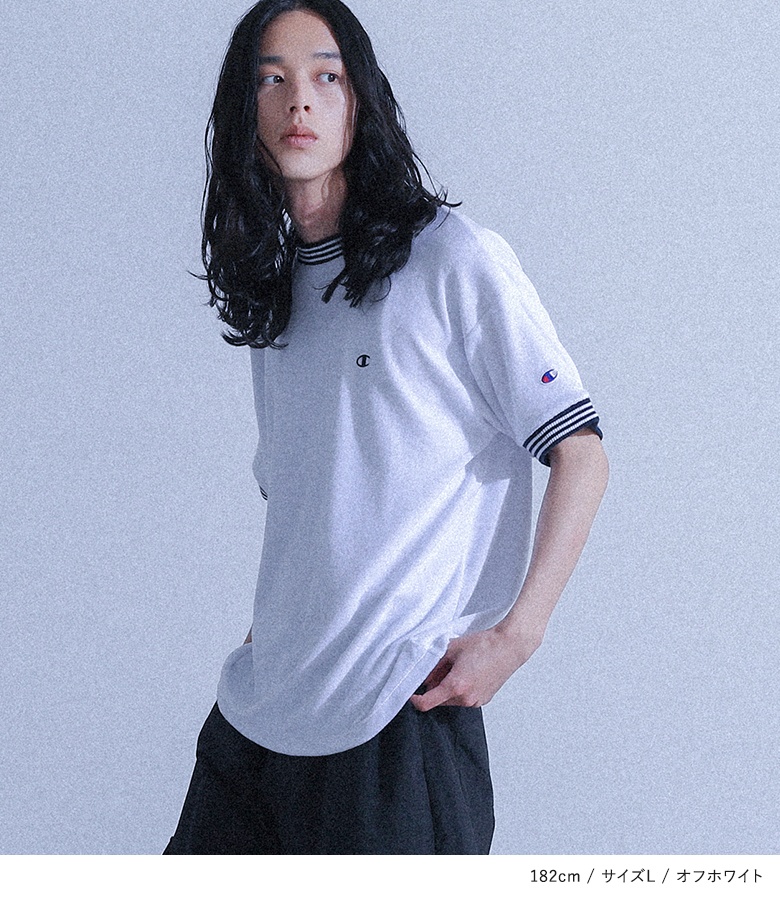 osharewalker Tシャツ メンズ トップス 半袖 五分袖 パイル生地 コットン混 セットアップ対応 配色リブ カジュアル シンプル ストリート 春 夏「メール便不可」「30 ...