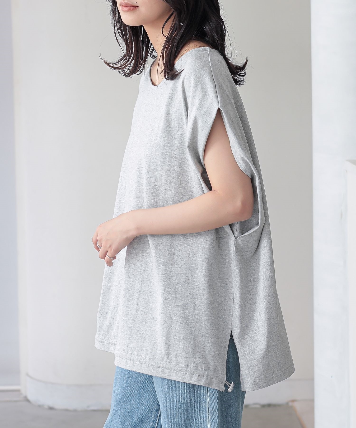 osharewalker Tシャツ レディース トップス 半袖 汗じみ防止 機能性 綿100％ ドロスト Uネック ゆったり お尻が隠れる 無地 春 夏 「メール便可」「10」 : オシャレ ...