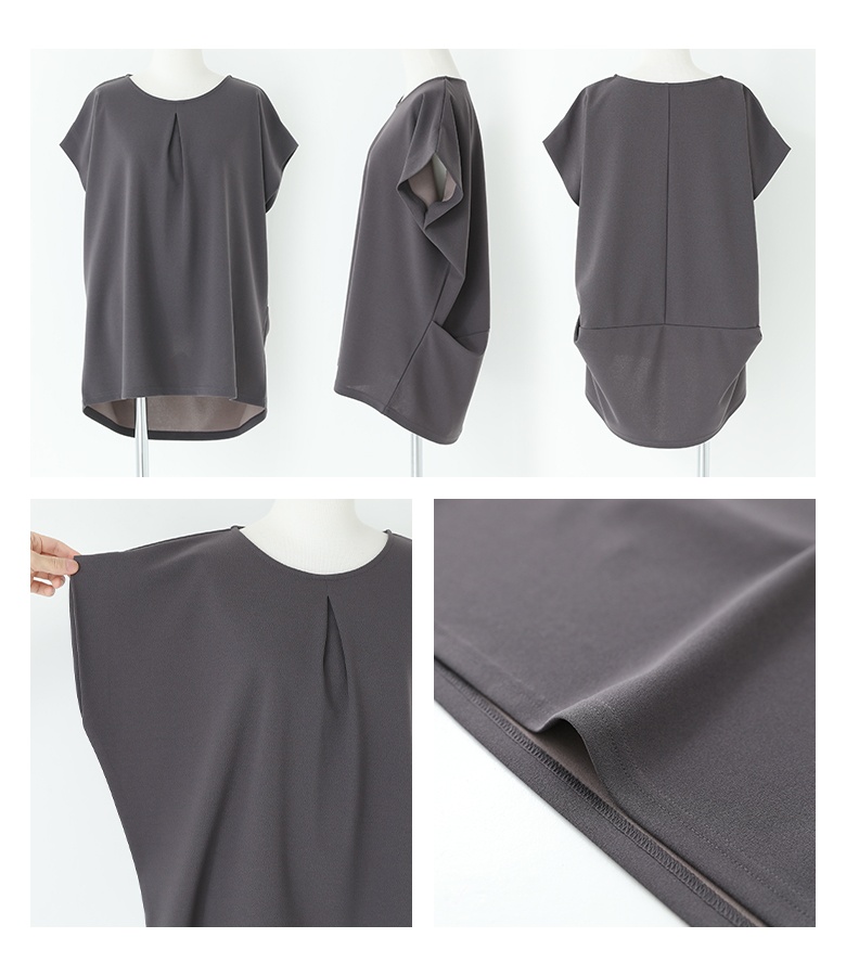 osharewalker（オシャレウォーカー） カットソー フレンチスリーブ レディース トップス 接触冷感 イージーケア セットアップ対応 体型カバー 50代 白 春 夏 爆買「メール便可 ...