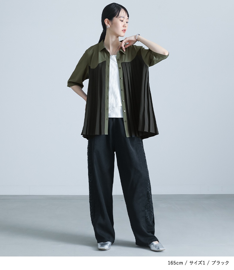 osharewalker シャツ 半袖 五分袖 レディース トップス ブラウス 配色 カーブライン プリーツ 着回し 二の腕カバー モード 50代 春 夏 「メール便可」「10」 : オシャレ ...