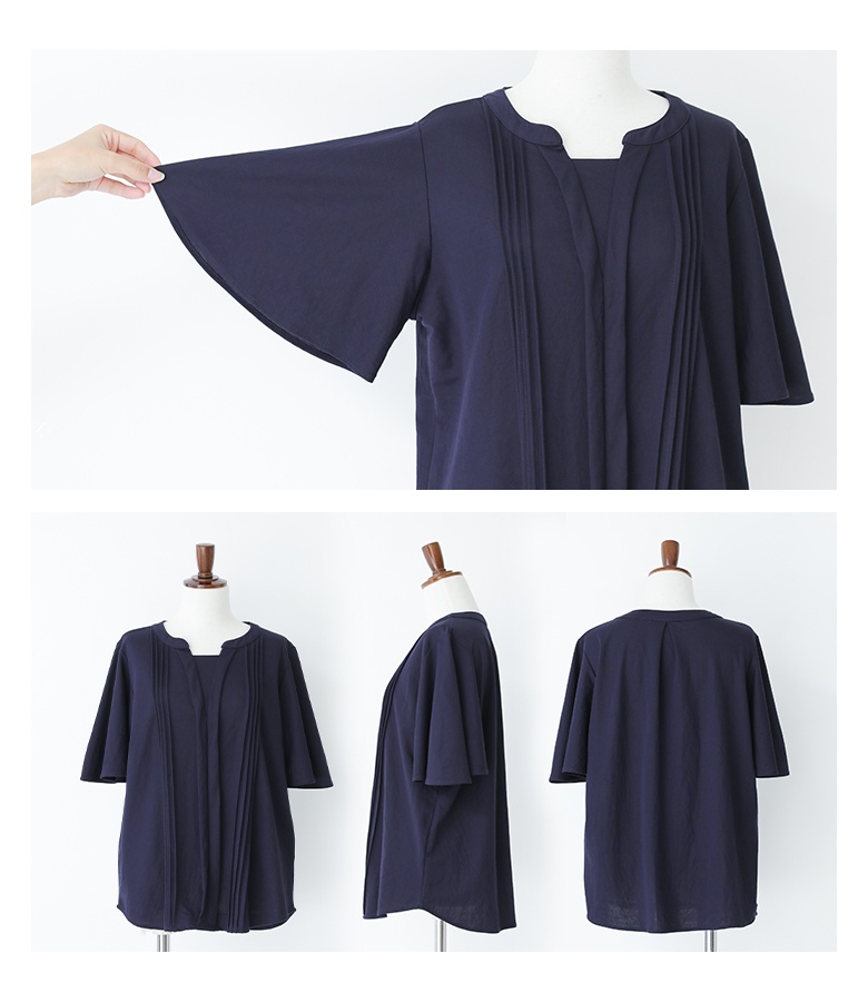 osharewalker カットソー 半袖 レディース トップス ブラウス 接触冷感 ひんやり レイヤード フレア袖 オフィスカジュアル 着回し 春 夏 秋「メール便可」「10」 : オシャレ ...