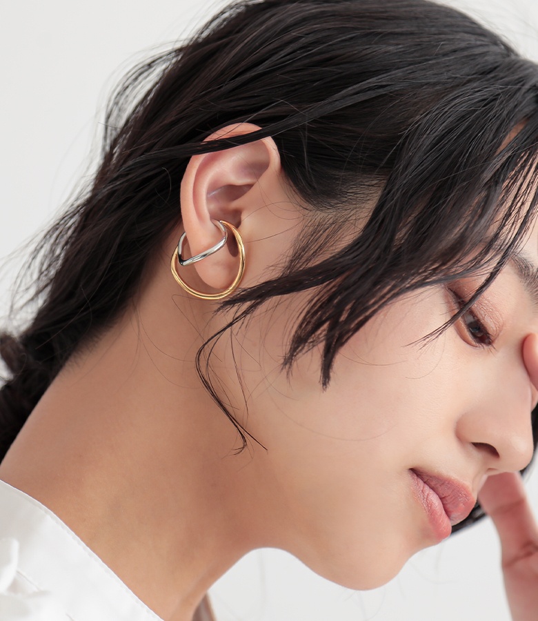 osharewalker イヤーカフ レディース アクセサリー ファッション雑貨 フープ 2連 大ぶり シルバー ゴールド 片耳用 春 夏 秋 冬 オールシーズン「メール便可」「5 ...