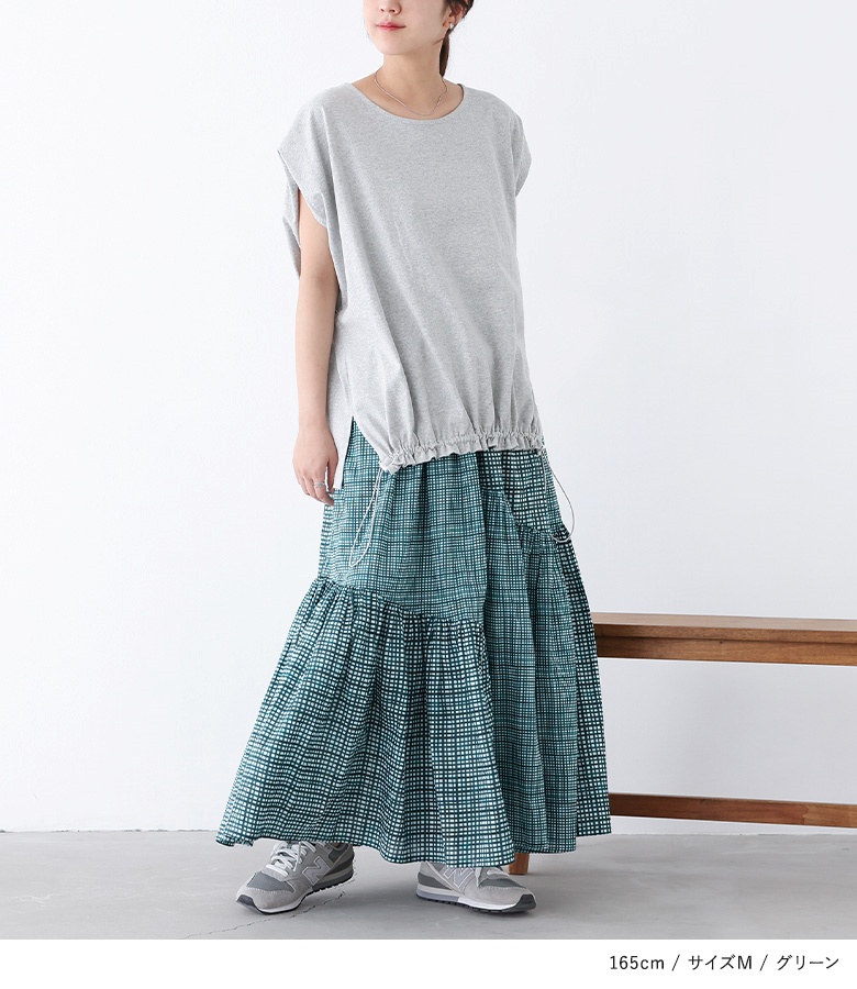 osharewalker スカート レディース ボトムス ロング丈 ギンガムチェック パッチワーク 綿100％ コットン100％ ウエストゴム 春 夏 オシャレウォーカー「メール便可」「10 ...