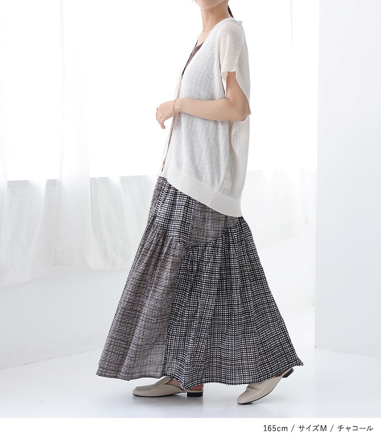 osharewalker スカート レディース ボトムス ロング丈 ギンガムチェック パッチワーク 綿100％ コットン100％ ウエストゴム 春 夏 オシャレウォーカー「メール便可」「10 ...