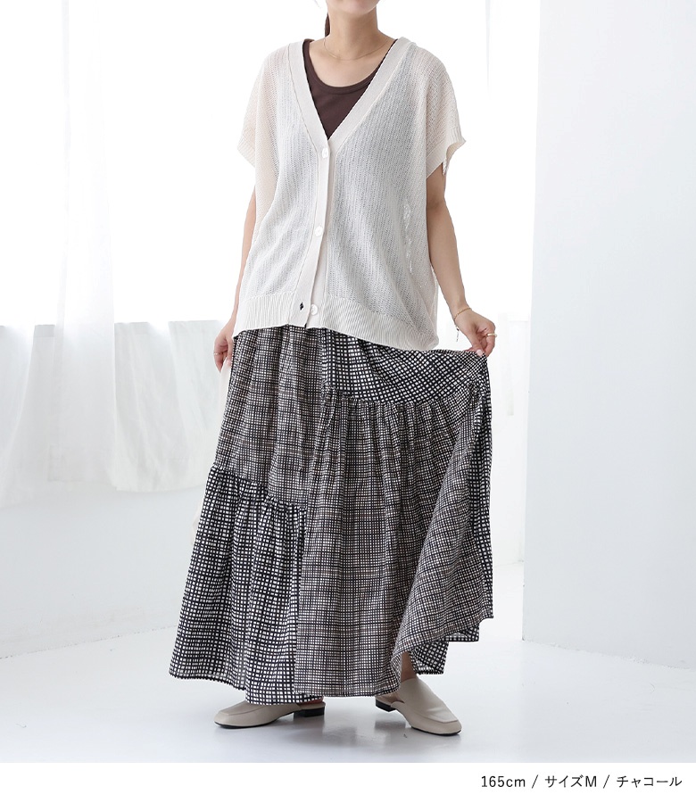 osharewalker スカート レディース ボトムス ロング丈 ギンガムチェック パッチワーク 綿100％ コットン100％ ウエストゴム 春 夏 オシャレウォーカー「メール便可」「10 ...