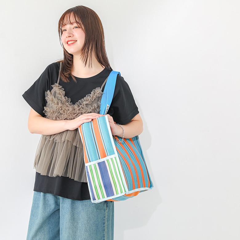 osharewalker トートバッグ 横型 横型トートバッグ トートバック ハンドバッグ バッグ 大容量 大きめ A3 内ポケット ポケット ストライプ「メール便不可」「20」 : オシャレ ...