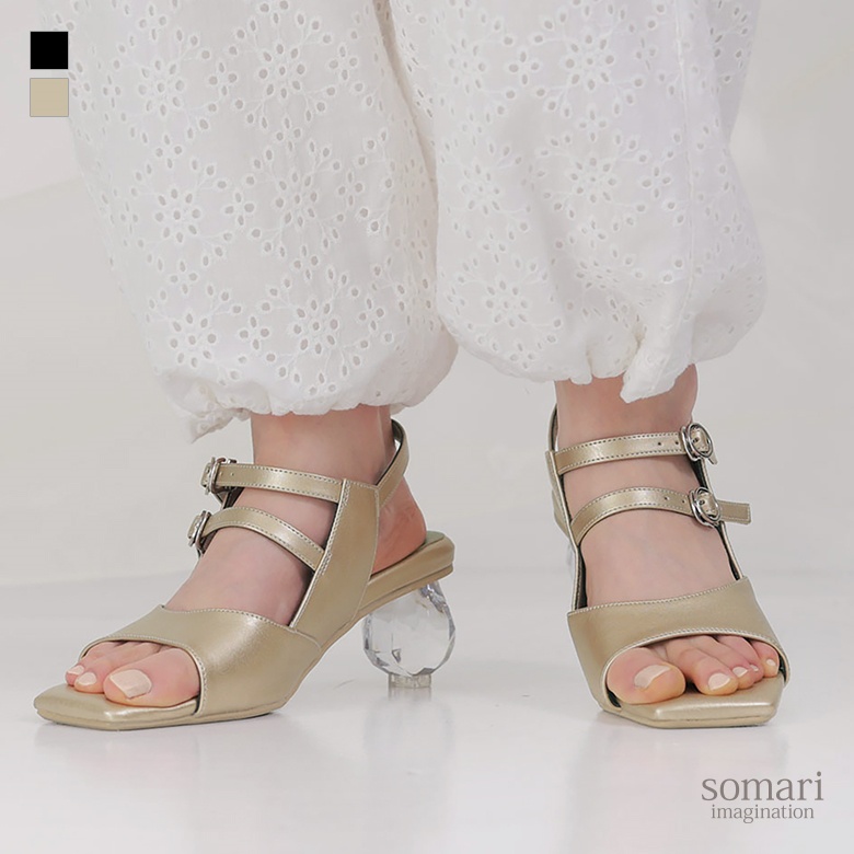 osharewalker サンダル レディース 靴 くつ シューズ ダブルストラップ スクエアトゥ ドロップ型 クリアヒール【メール便不可】【40】 : オシャレウォーカー - 通販 ...