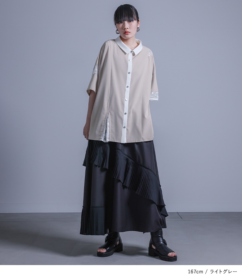osharewalker シャツ トップス レディース 半袖 シアー 透け感 osharewalker シャツ トップス レディース 半袖 シアー 透け感