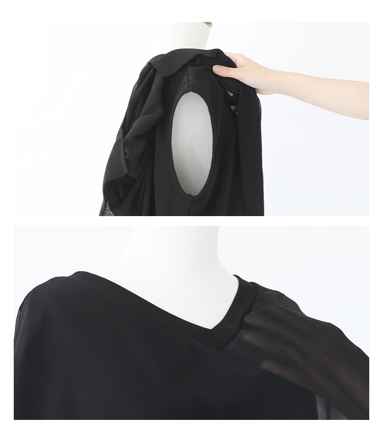 osharewalker トップス レディース シフォン ドルマンシルエット Vネック ドッキング シアー スラッシュ開き 抜け感 ダブルステッチ シボ感※メール便可※【10】 : オシャレ ...