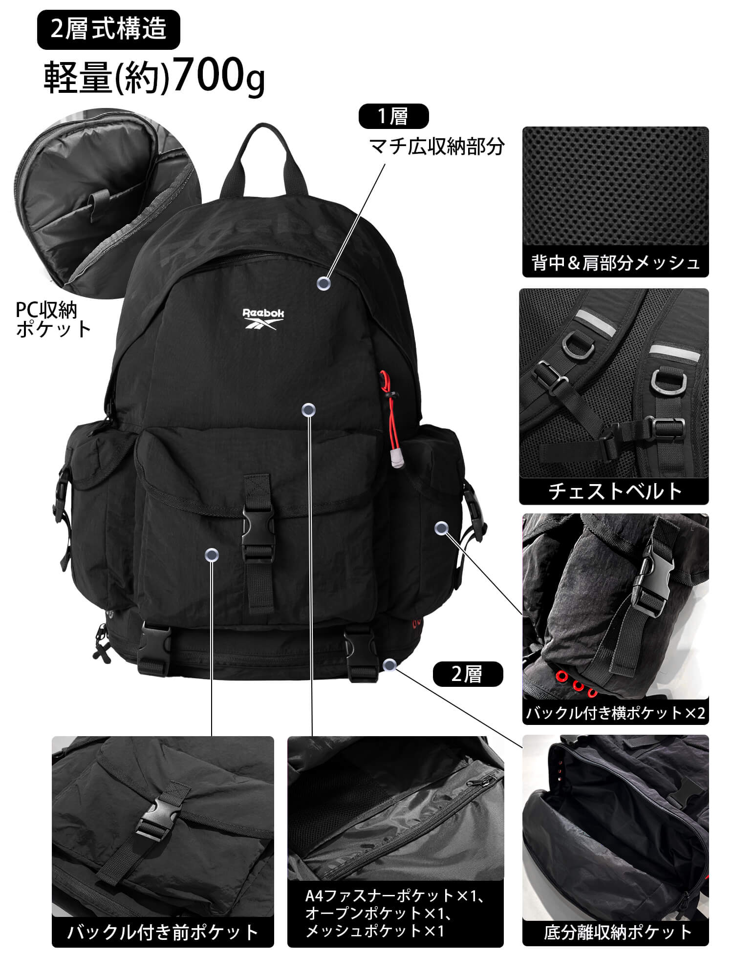 Reebok リーボック リュック メンズ レディース リュックサック 通学 20L a4 軽量 2層式 分離収納 PC収納 旅行 マザーズリュック : Karlas カルラスヤフー店 ...