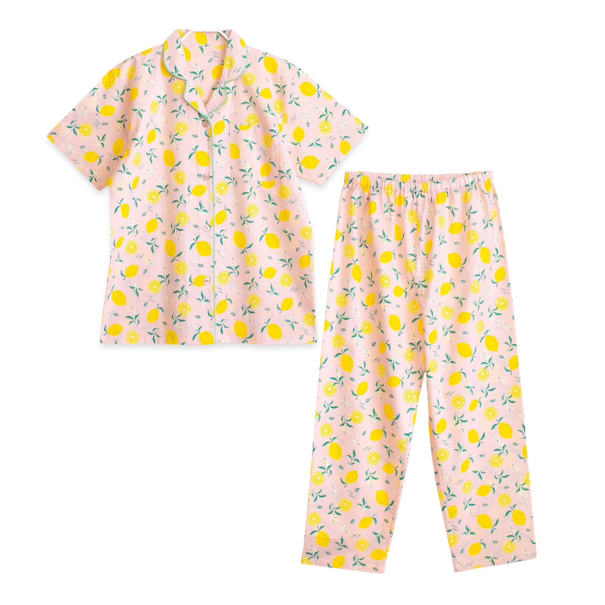 パジャマ レディース 綿100％ 半袖 夏 前開き ボタン レモン柄 薄手のシャツ おそろい プレゼント 母の日 : パジャマ屋さん - 通販 ...