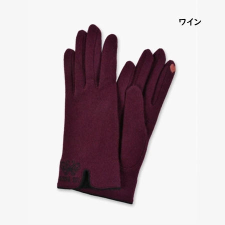 ANNA SUI（アナスイ） 手袋 グローブ バタフライ刺繍 スマホ対応 毛100