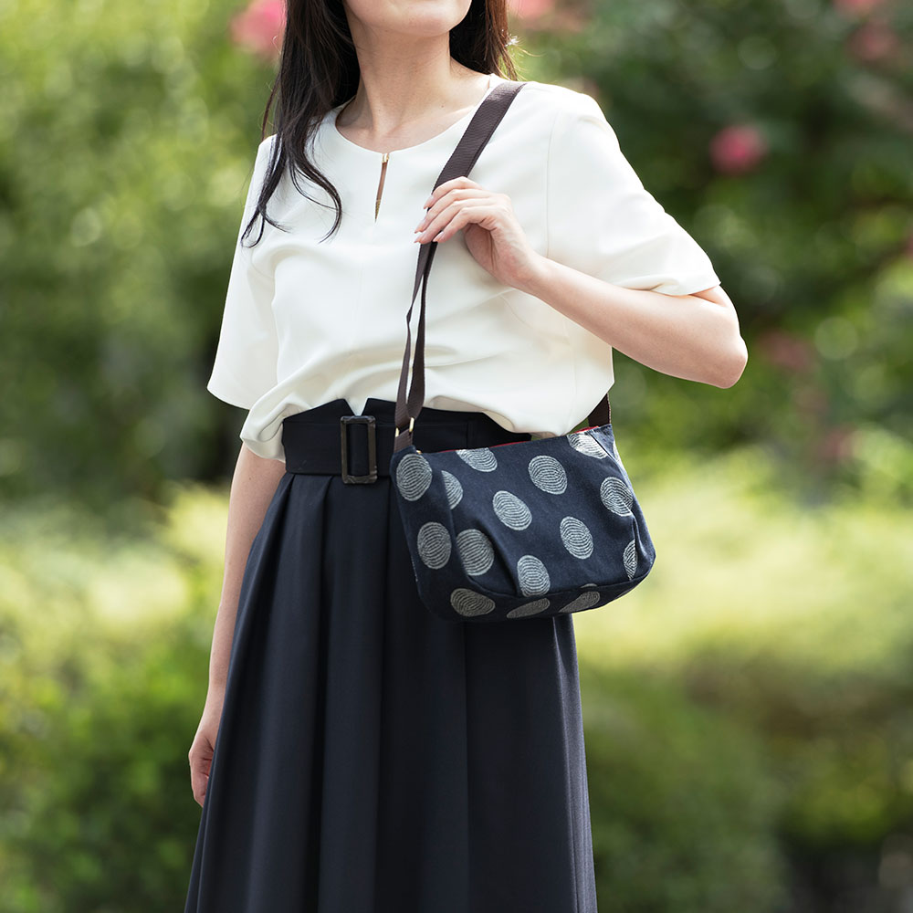 レーヌネイビー ドット 岡山デニム ショルダーバッグ 日本製 バッグ 和