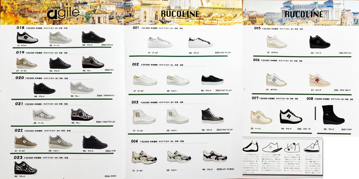 RUCOLINE（ルコライン） 靴 アージレ バイ スニーカー agile-020BK TRAPUNTATO キルティング生地 / 合皮 ...