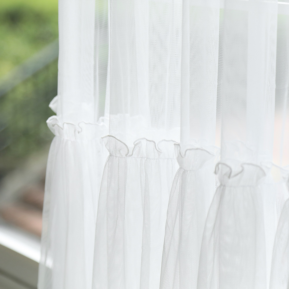 フリル レースカーテン 裾いっぱいに広がるフリルが可愛い、チュールレースカーテン ヒダなし(フラット) : カーテン専門店パーフェクトスペース ...