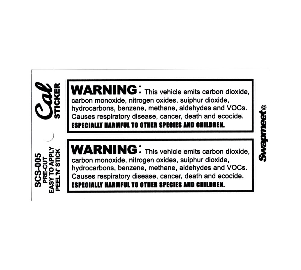 ステッカー 車 アメリカン おしゃれ かっこいい アメリカン雑貨 Swapmeet Cal STICKER WARNING 排気ガス情報ラベル ...