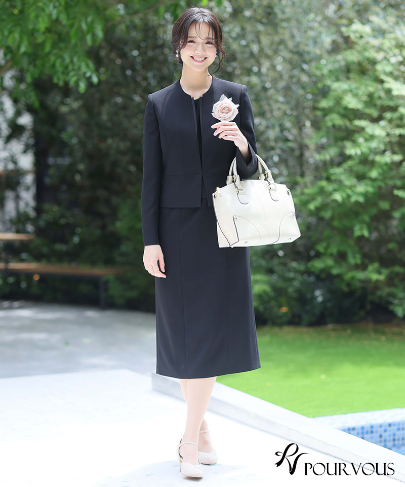 PourVous スーツ 喪服 卒業式 服装 母 入学式 ママ レディース ブラックフォーマル 2点セット 40代 50代 60代 大きいサイズ 卒園式 入園式 親 七五三 冠婚葬祭 ...