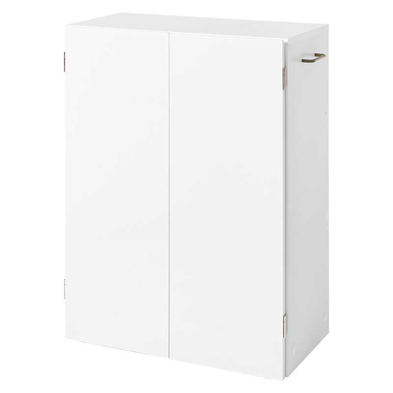 HAGiHARA ブックシェルフ 扉付き 隠しキャスター 取っ手付き 隙間収納 可動棚 背面化粧 幅60 本棚 CD収納 DVD収納 キャビネット キッチン リビング収納 VKB-7277 ...