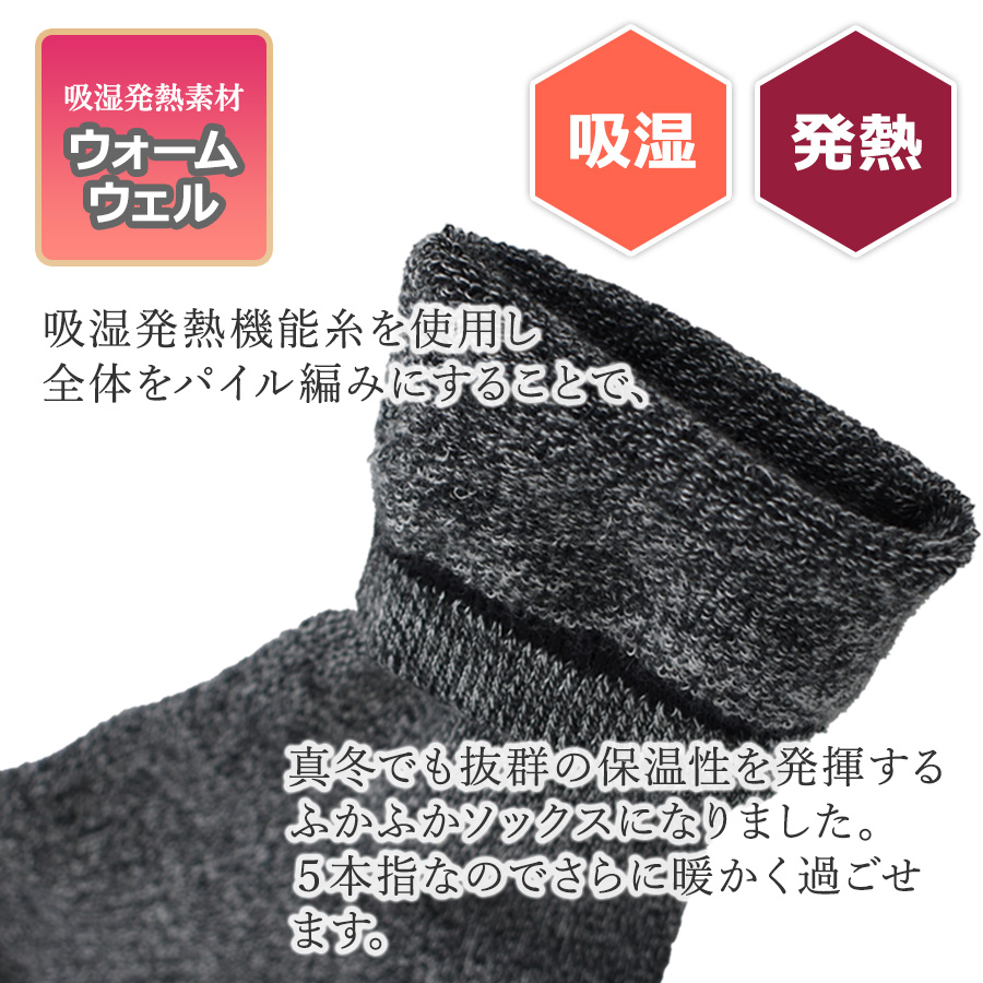 プロノ 発熱パイルミドルソックス5本指 PR-2561 メンズ レディース 靴下 冬物 防寒 厚手 あったかい 北海道 Prono : プロノ Yahoo!ショッピング店 - 通販 ...