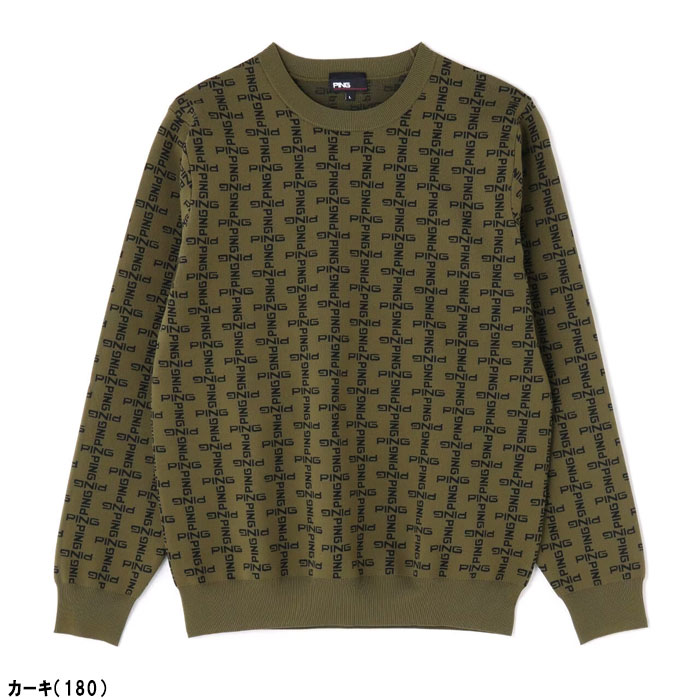 PING（ピン） ゴルフ モノグラム柄 ジャガード クルーネック ニット