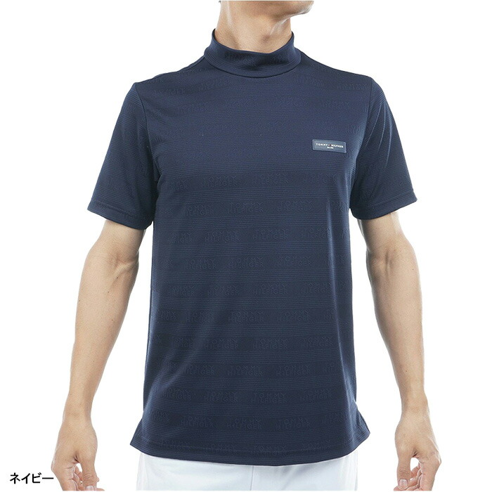 トミー ヒルフィガー ゴルフ 半袖 モックネックシャツ ロゴジャガード メンズ THMA561 トップス ゴルフウェア 2025年秋冬モデル   秋冬ウェア 春夏ウェア TOMMY HILFIGER GOLF（トミー ヒルフィガー ゴルフ） トミー