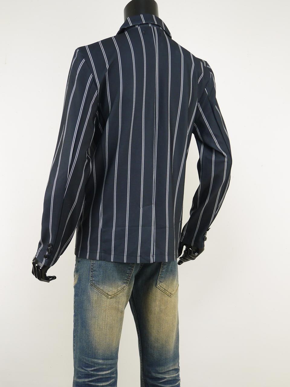 テーラードジャケット メンズ ストライプ ストレッチ ジャケット 大人