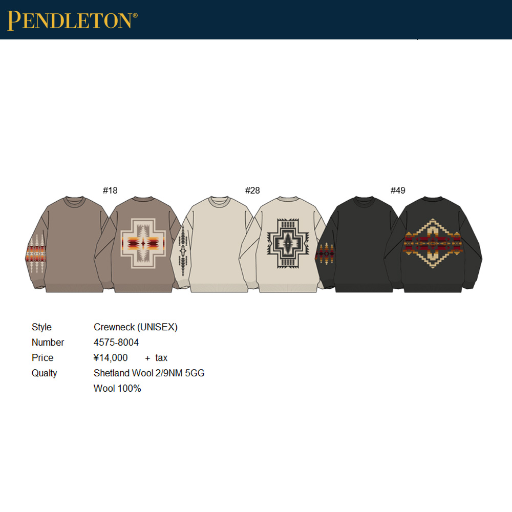 PENDLETON ペンドルトン ニット セーター クルーネック プルオーバー 4575-8004 メンズ レディース 男女兼用 ウール 毛 ネイティブ柄 : レイダース - 通販 ...