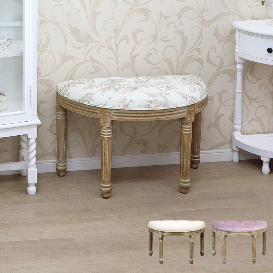 フレンチインテリア ハーフムーンスツールアンティーク シャビー シャビーシック フレンチ クラシック チェア ソファ RE17717ST : リエルショップ - 通販 - Yahoo!ショッピング