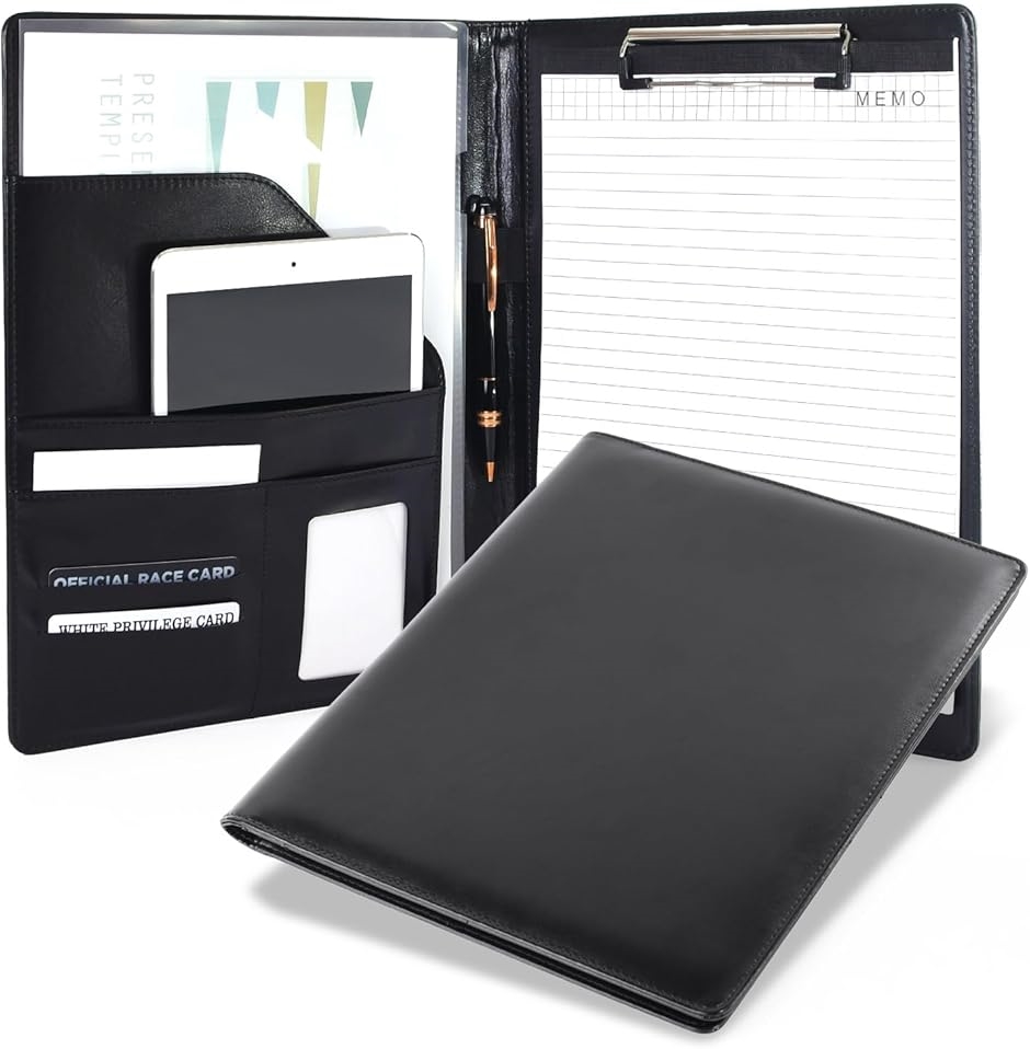 バインダー A4 クリップファイル 2つ折り 大事な打ち合わせや会議に最適なレザー製(ブラック) : REAPRI - 通販 - Yahoo!ショッピング
