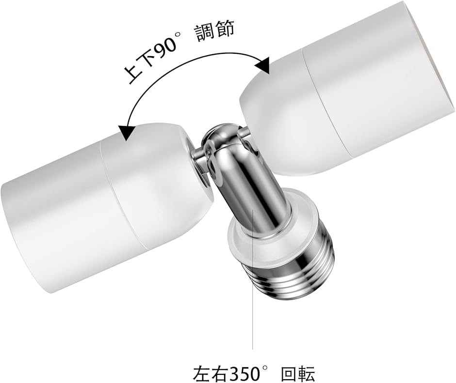 E26＞E26口金延長アダプター 、約9CM延長する、E26口金、上下90°調節 左右350°回転、照射角度をお好みの、角度(白い) : REAPRI - 通販 - Yahoo!ショッピング