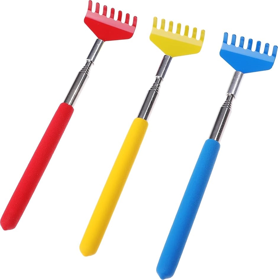 孫の手 伸縮 3本セット 20-68cm 携帯 背中がかゆい 背中掻き 隙間 物を取る ステンレス製(赤色・黄色・青色の3本セット) : REAPRI - 通販 - Yahoo!ショッピング