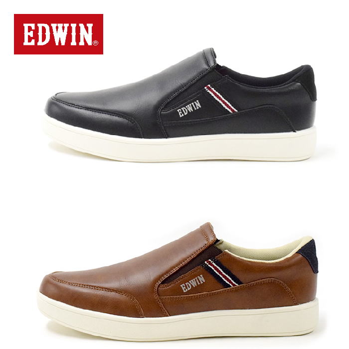 EDWIN エドウィン EDW-7016 カジュアルシューズ スリッポン 軽量 幅広 黒 ローカット 紐なし スニーカー シューズ 通勤 通学 靴 メンズシューズ : Reload スニーカー ...