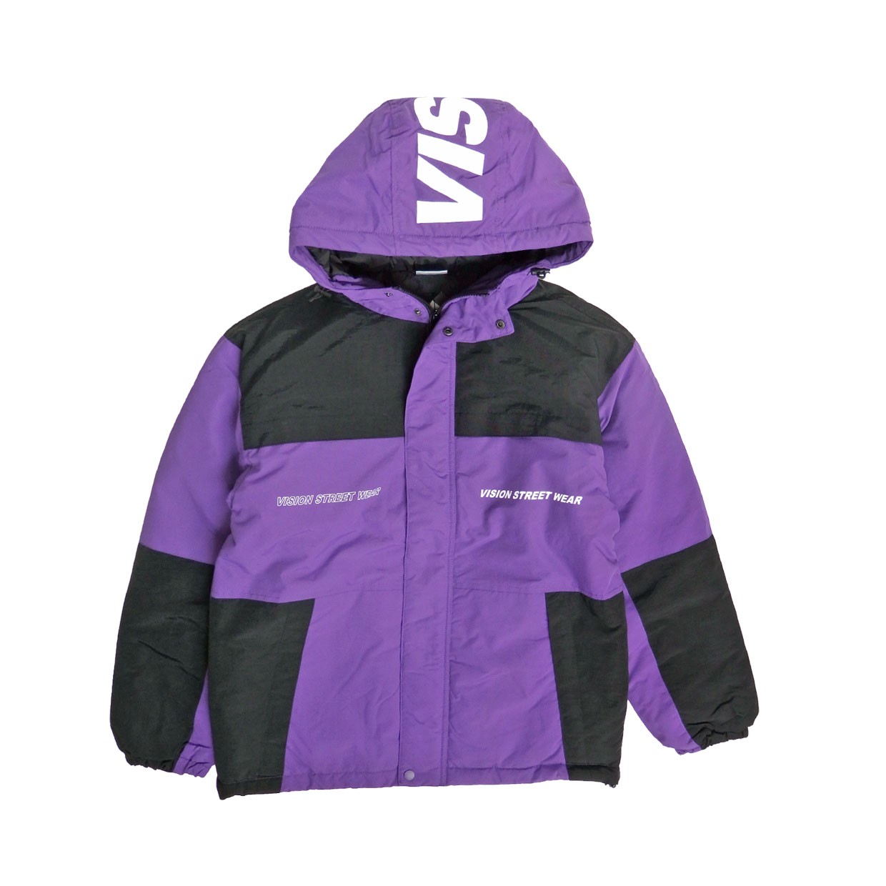 VISION STREET WEAR マウンテンパーカー 切替 中綿トラックジャケット ロゴプリント メンズ ウィンドブレーカー VISION ...