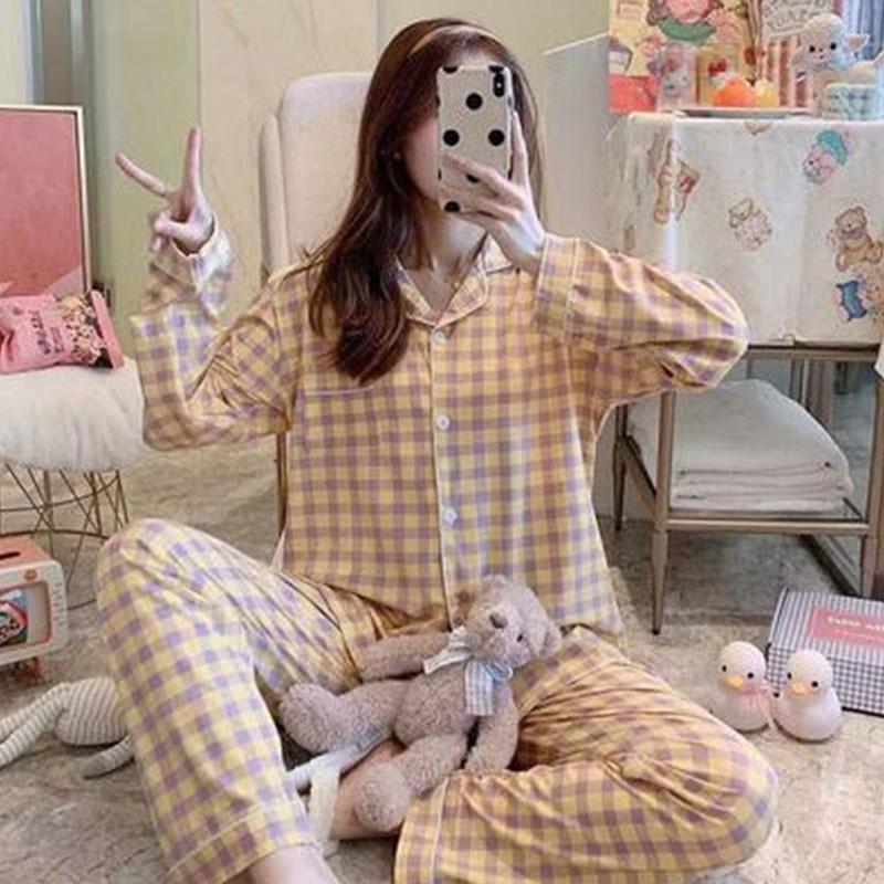 特価】パジャマ レディース チェック柄 ルームウェア 春秋 長袖