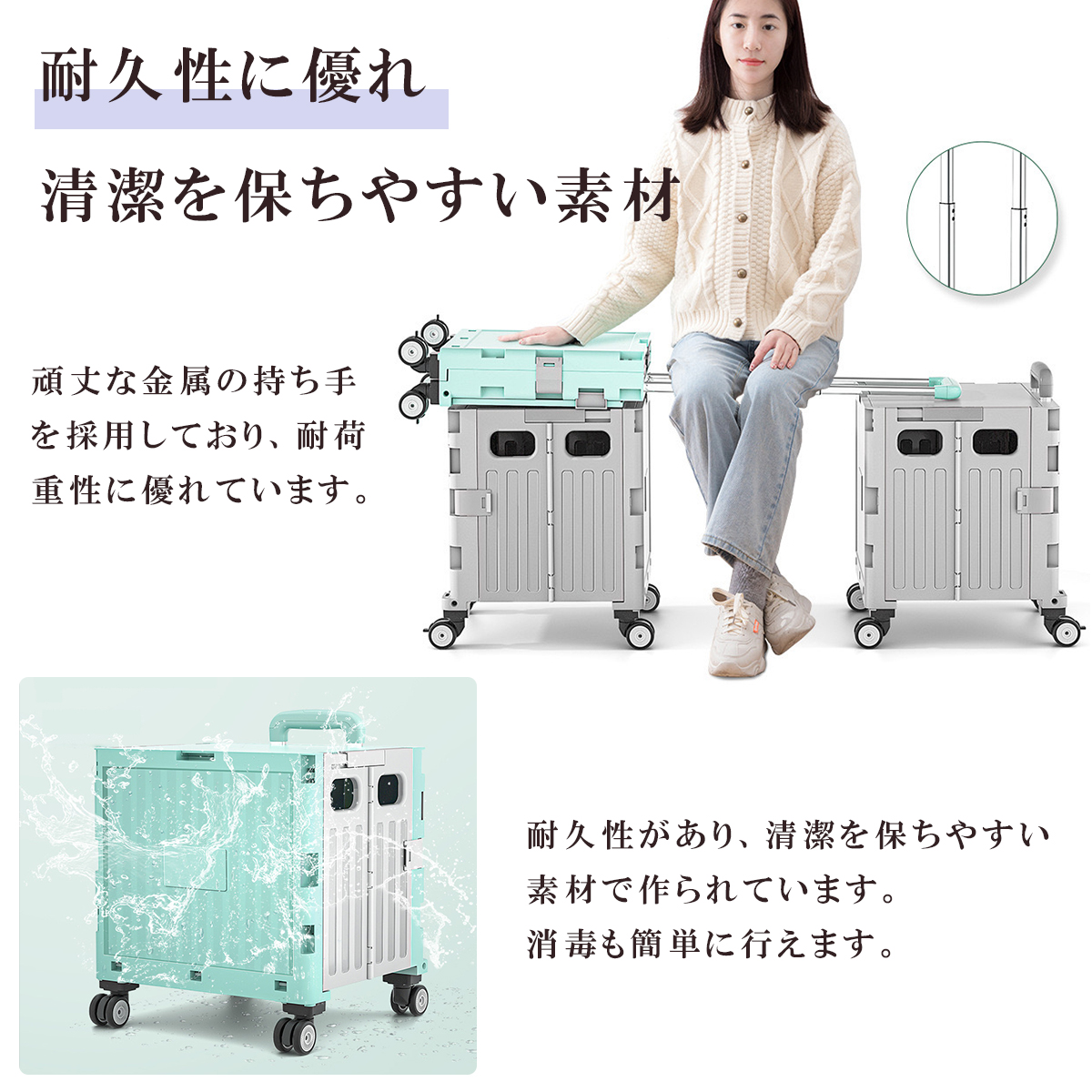 キャリーカート 折りたたみ 軽量 45L 大容量 フタ付 ショッピングカート 折りたたみキャリーカート 4輪 キャリー カート 台車 灯油 : ASUROYA - 通販 - Yahoo!ショッピング