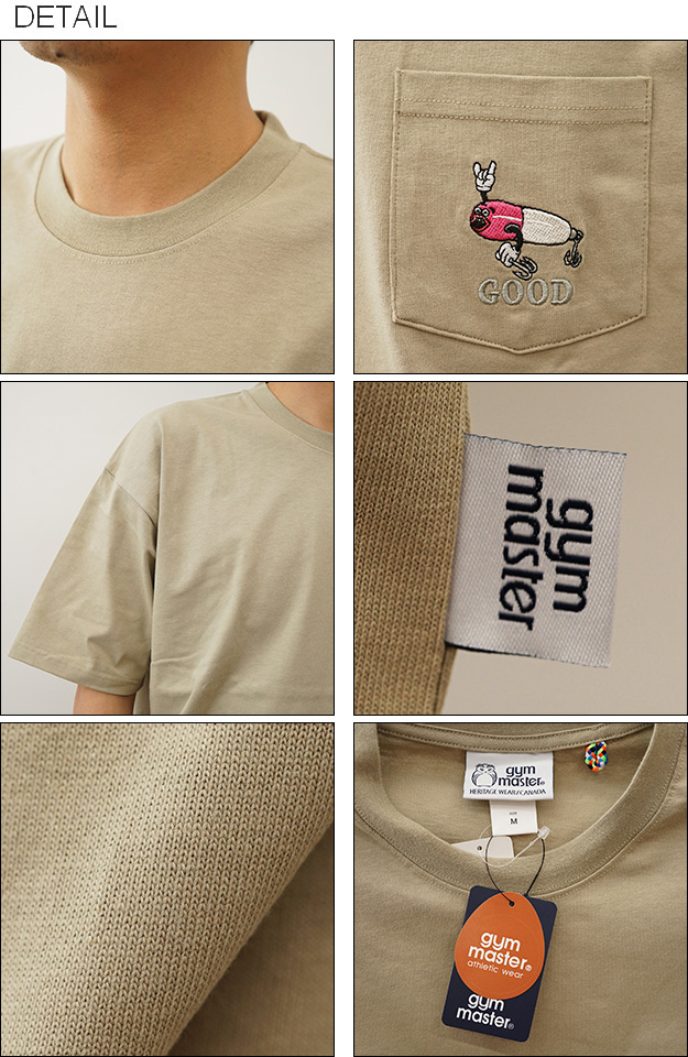 gym master ジムマスター Tシャツ ポケT 7.4oz ルアー 刺繍 ビッグ ポケット TEE メンズ 半袖 ビッグシルエット ...