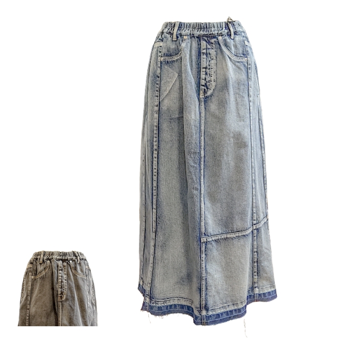 cotopone コトポーネ ハンドジアイージーデニムスカート デニムスカート フレアスカート ウォッシュデニム アシンメトリー ステッチ ...