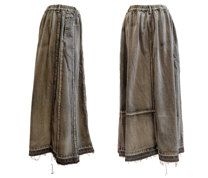 cotopone コトポーネ ハンドジアイージーデニムスカート デニムスカート フレアスカート ウォッシュデニム アシンメトリー ステッチ ...