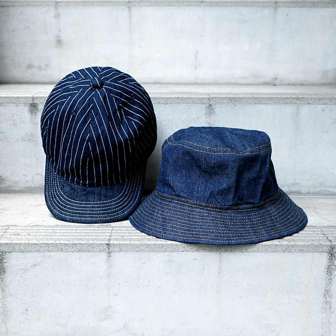 HIGHER（ハイヤー） HIGHER（ハイアー） 9oz ヒッコリー×デニムキャップ 日本製 / メンズ 帽子 セルヴィッジデニム レザー ...