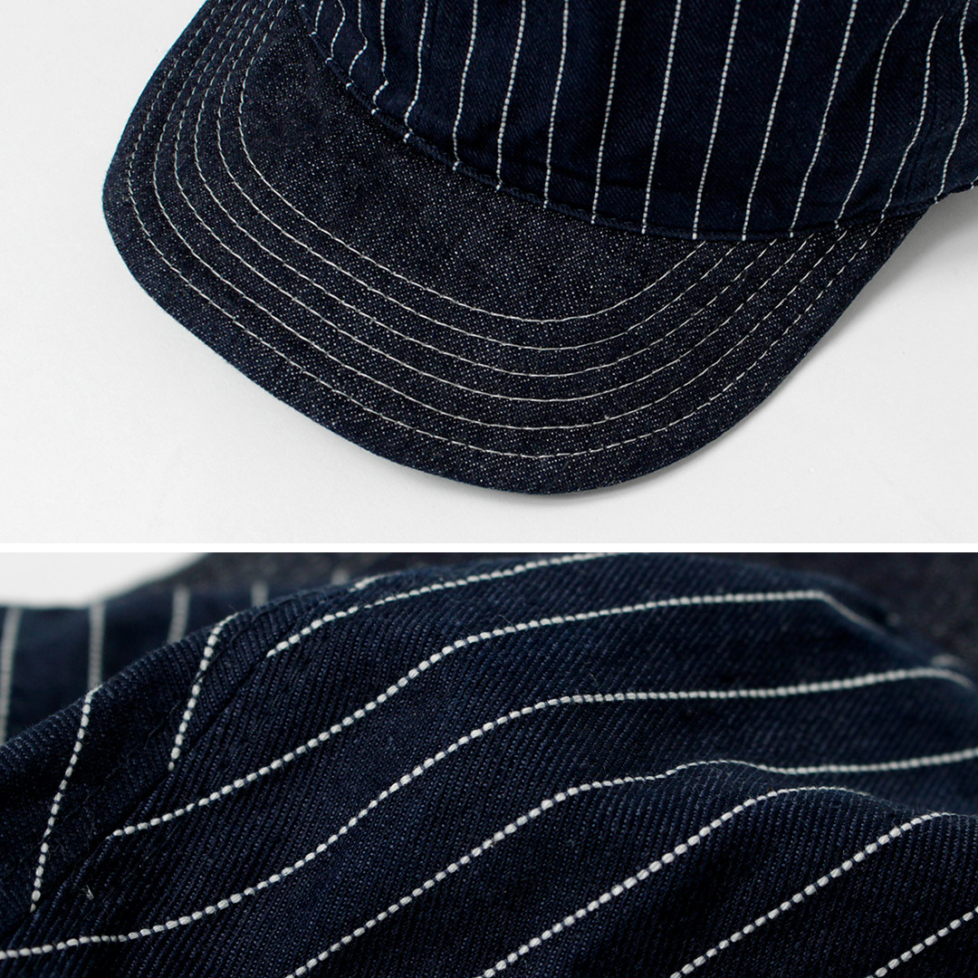 HIGHER（ハイヤー） HIGHER（ハイアー） 9oz ヒッコリー×デニムキャップ 日本製 / メンズ 帽子 セルヴィッジデニム レザー ...