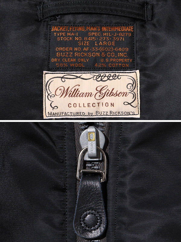 BUZZ RICKSON'S WILLIAM GIBSON バズリクソンズ MA−1 ウィリアムギブソン メンズ 日本製 Type BLACK BR15414 : RODEO BROS ...