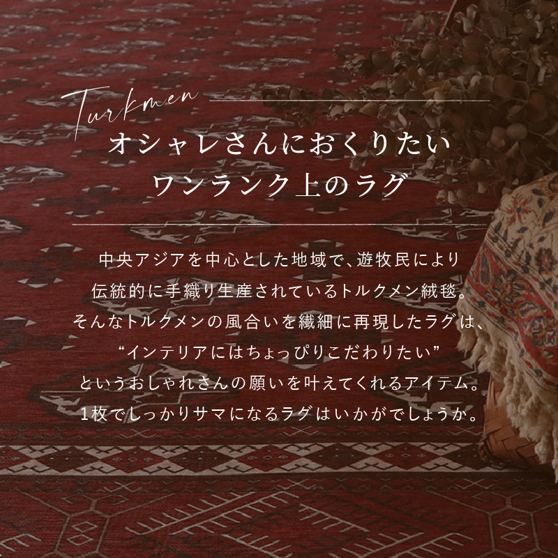 HAGiHARA ラグ カーペット 洗える 2.5畳 190×190cm レッド ターコイズ アイボリー オールシーズン トルクメン風 おしゃれ 人気 : Rugs farm - 通販 ...